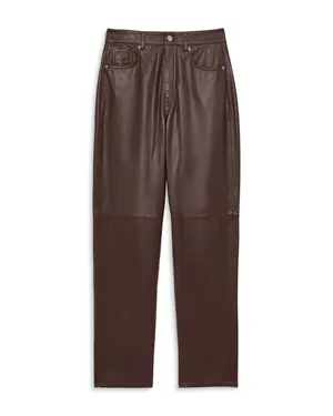 REISS Slim Leg Leather Trousers
