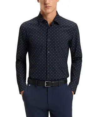 BOSS Hank Kent Slim Fit Button-front Shirt - Dark Blue
