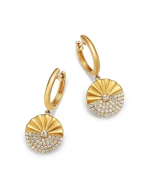 Bloomingdale'S Diamond And 14k Yellow Circle Drop Earrings - Gold