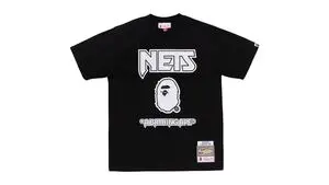 A BATHING APE X Mitchell & Ness Nba New Jersey Nets Tee Shirt - Black
