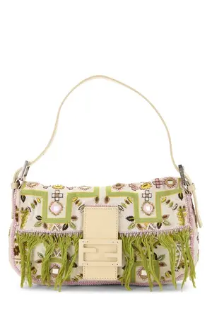 Fendi Embellished Baguette - White