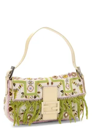 Fendi Embellished Baguette - White