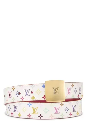 LOUIS VUITTON Takashi Murakami Monogram Multicolore Ceinture 85 Belt - White