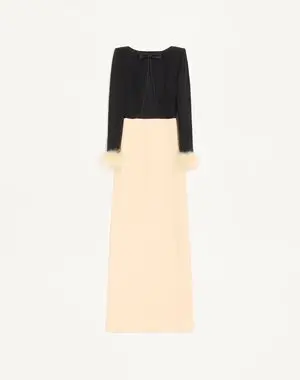 Valentino Garavani Long Cady Couture Dress With Feather Detail - Black/birch