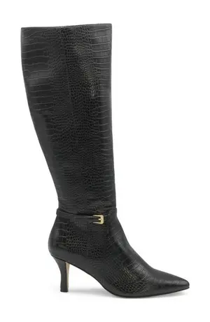 Charles By Charles David Arlie Pointed Toe Knee High Boots - Black-croc