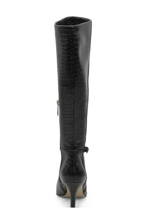 Charles By Charles David Arlie Pointed Toe Knee High Boots - Black-croc