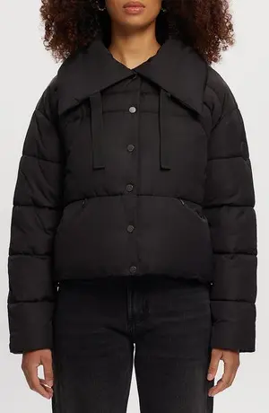 NOIZE Cropped Puffer Jacket - Black