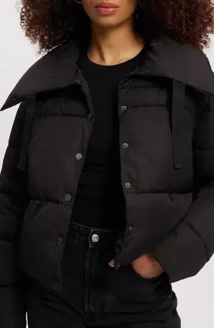 NOIZE Cropped Puffer Jacket - Black