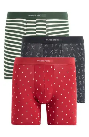 SAVAGE X FENTY Assorted 3-pack Boxer Briefs - Black/green/red