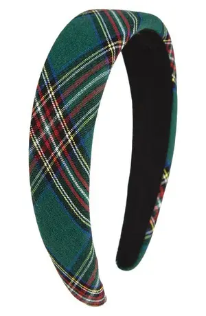 Tasha Padded Plaid Headband - Green Plaid