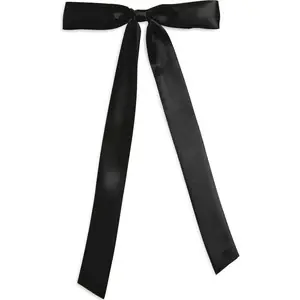 Tasha Long Skinny Bow Barrette - Black