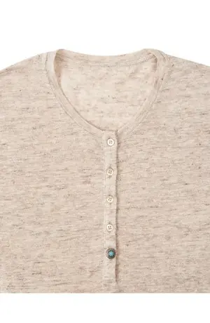 FORTELA Coralie Serafino Linen T-shirt - Camel