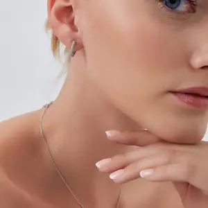 SPERO LONDON Pave Rectangular Sterling Hoop Earrings - Silver