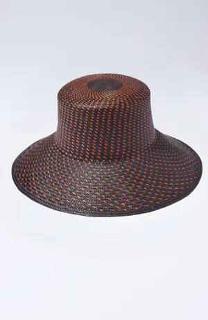 HEADS OF STATE HAT CO. Woven Straw Panama Bucket Hat - Black & Rust