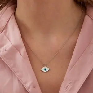 SPERO LONDON Sterling Evil Eye Eyelash Necklace - Silver