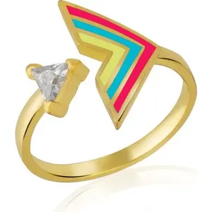 SPERO LONDON Enamel Arrow Ring In Sterling Silver - Gold