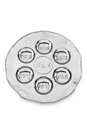 BEATRIZ BALL COLLECTION Judaica Seder Plate With Pearls - Silver