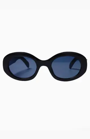 WISDOM FASHION HOUSE Oval Cat Eye Frame 16 Sunglasses - Black