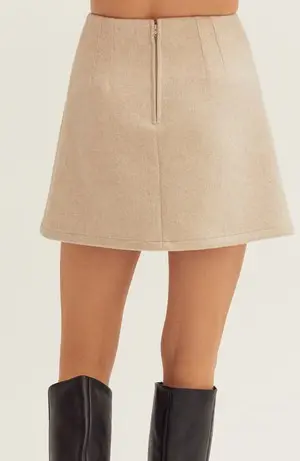 CRESCENT Wool Blend Mini A-line Skirt - Bone
