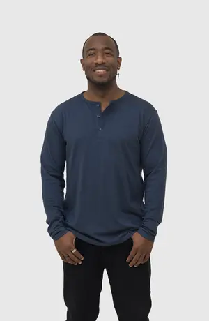 EPIC FITS Long Sleeve Henley - Slate Blue