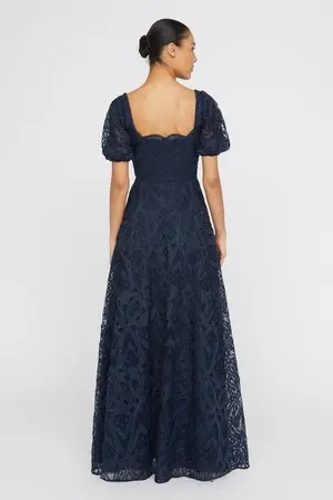 Theia Dominique Puff Sleeve Gown