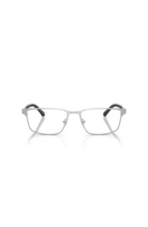 Emporio Armani Rectangle Full Rim Metal Eyeglasses - Silver