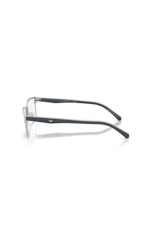 Emporio Armani Rectangle Full Rim Metal Eyeglasses - Silver