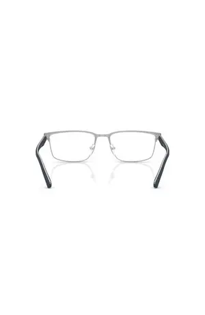 Emporio Armani Rectangle Full Rim Metal Eyeglasses - Silver
