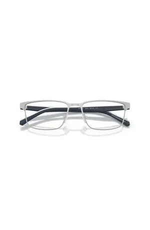 Emporio Armani Rectangle Full Rim Metal Eyeglasses - Silver