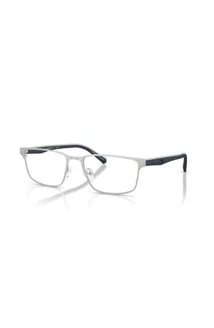 Emporio Armani 54mm Rectangle Full Rim Eyeglasses - Silver