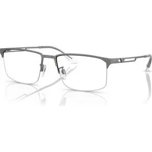 Emporio Armani 55mm Rectangle Half-rim Eyeglasses - Grey
