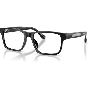 Emporio Armani 56mm Rectangle Full Rim Eyeglasses - Black