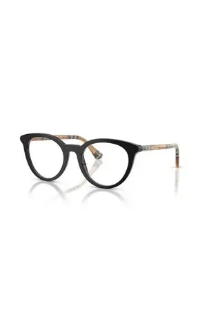 Burberry 50mm Round Full Rim Optical Glasses - Black