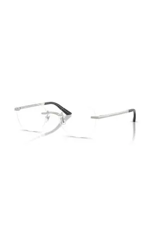 Versace 55mm Irregular Rimless Optical Glasses - Silver