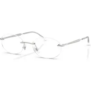 Ray-ban 52mm Oval Rimless Eyeglasses - Silver