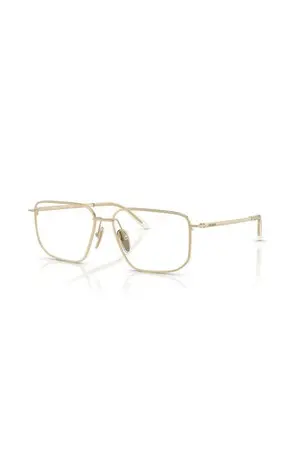 Prada 55mm Rectangle Full Rim Eyeglasses - Gold