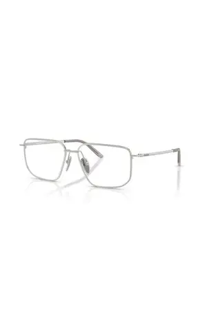 Prada 55mm Rectangle Full Rim Eyeglasses - Silver