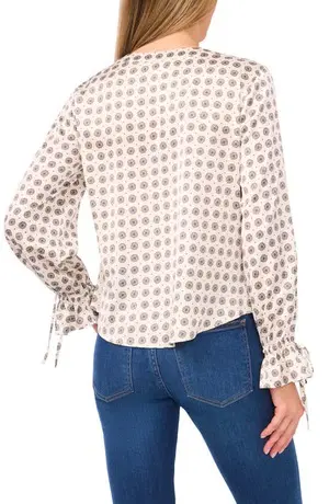 CECE DUPRAZ Medallion Print Button-up Shirt With Tie Cuffs