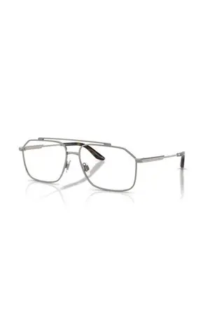 Dolce & Gabbana 56mm Pilot Full Rim Eyeglasses - Silver