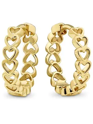 DEVATA 14k Gold Heart Hoop Earrings - Yellow Gold