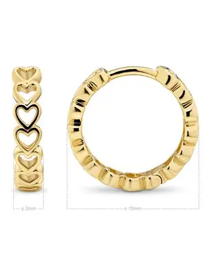 DEVATA 14k Gold Heart Hoop Earrings