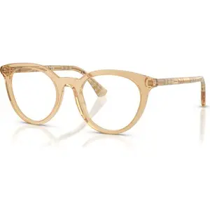 Burberry 48mm Round Full Rim Optical Glasses - Beige