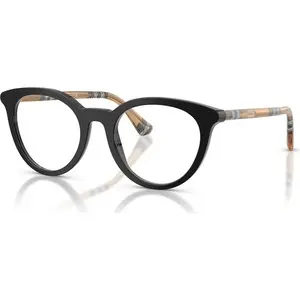 Burberry 48mm Round Full Rim Optical Glasses - Black