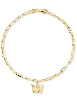 DEVATA Butterfly Charm Paperclip Chain Bracelet In 14k Gold - Yellow Gold