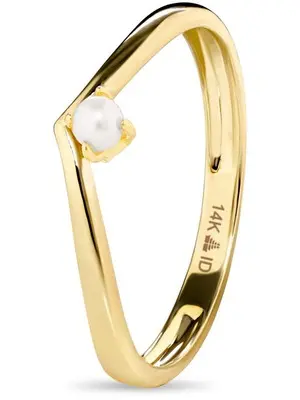 DEVATA 14k Gold Wishbone Ring With Freshwater Pearl