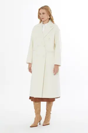GIZIA Notch Lapel Long Cashmere Coat