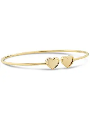 DEVATA 14k Gold Heart Bangle Bracelet - Yellow Gold
