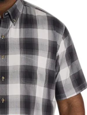 HARBOR BAY BY DXL Big & Tall Easy-care Lrg Plaid Sport Shirt - Black