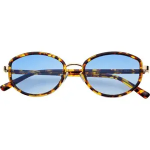 FREYRS EYEWEAR Jordan Oval Frame Sunglasses - Yellow Tortoise/blue