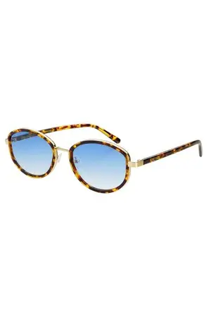 FREYRS EYEWEAR Jordan Oval Frame Sunglasses - Yellow Tortoise/blue